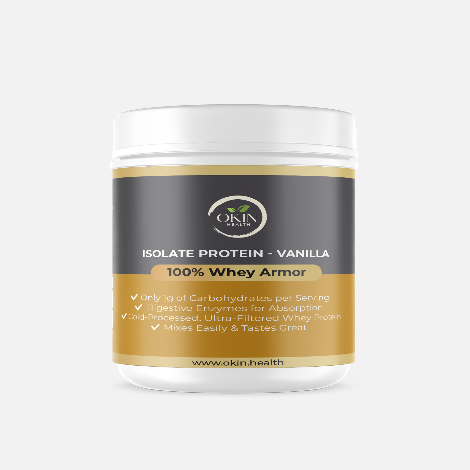 1lb Whey Armor Isolate Protein Vanilla - 25g Protein, Zero Sugar – Okin ...